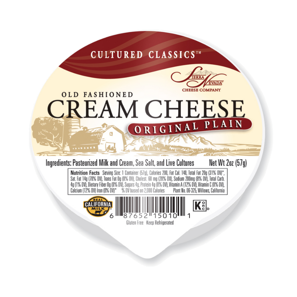 Natural Cream Cheese Single Serve – Plain – Sierra Nevada Cheese Company